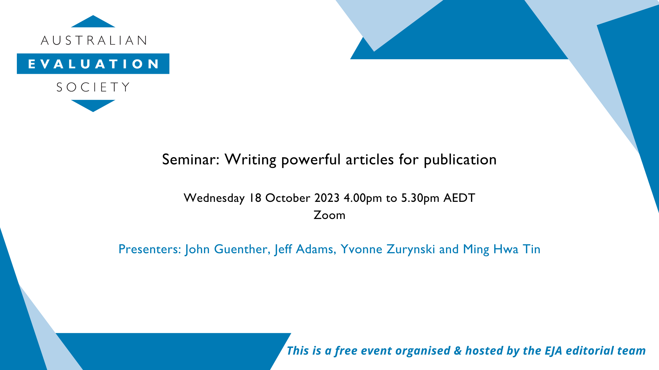 Seminar: Writing powerful articles for publication (Online 18 October ...